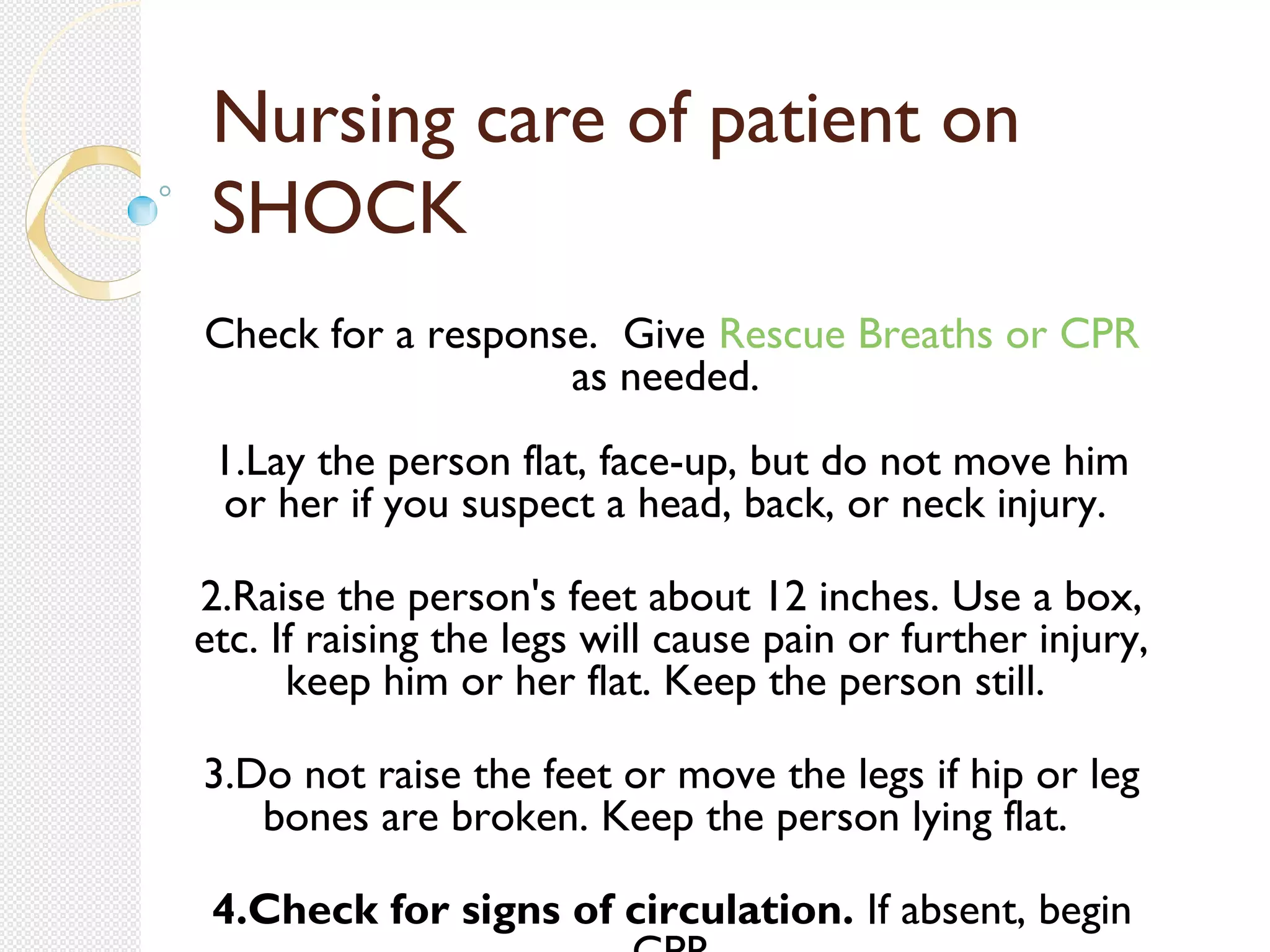 Shock and its nursing management | PPT