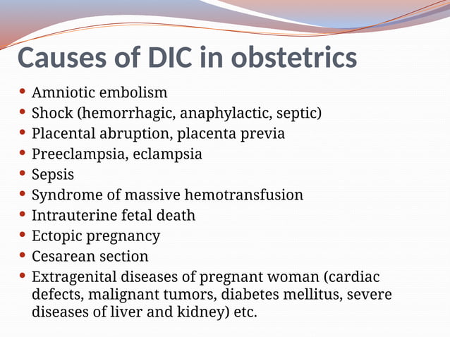 Shock DIC Embolism gynecology and obstetrics | PPT