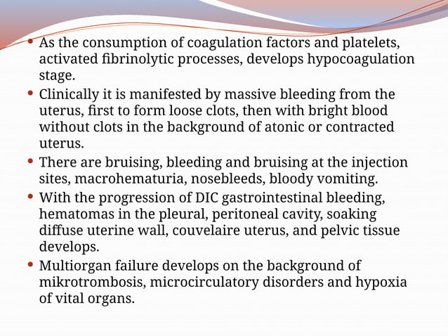 Shock DIC Embolism gynecology and obstetrics | PPT
