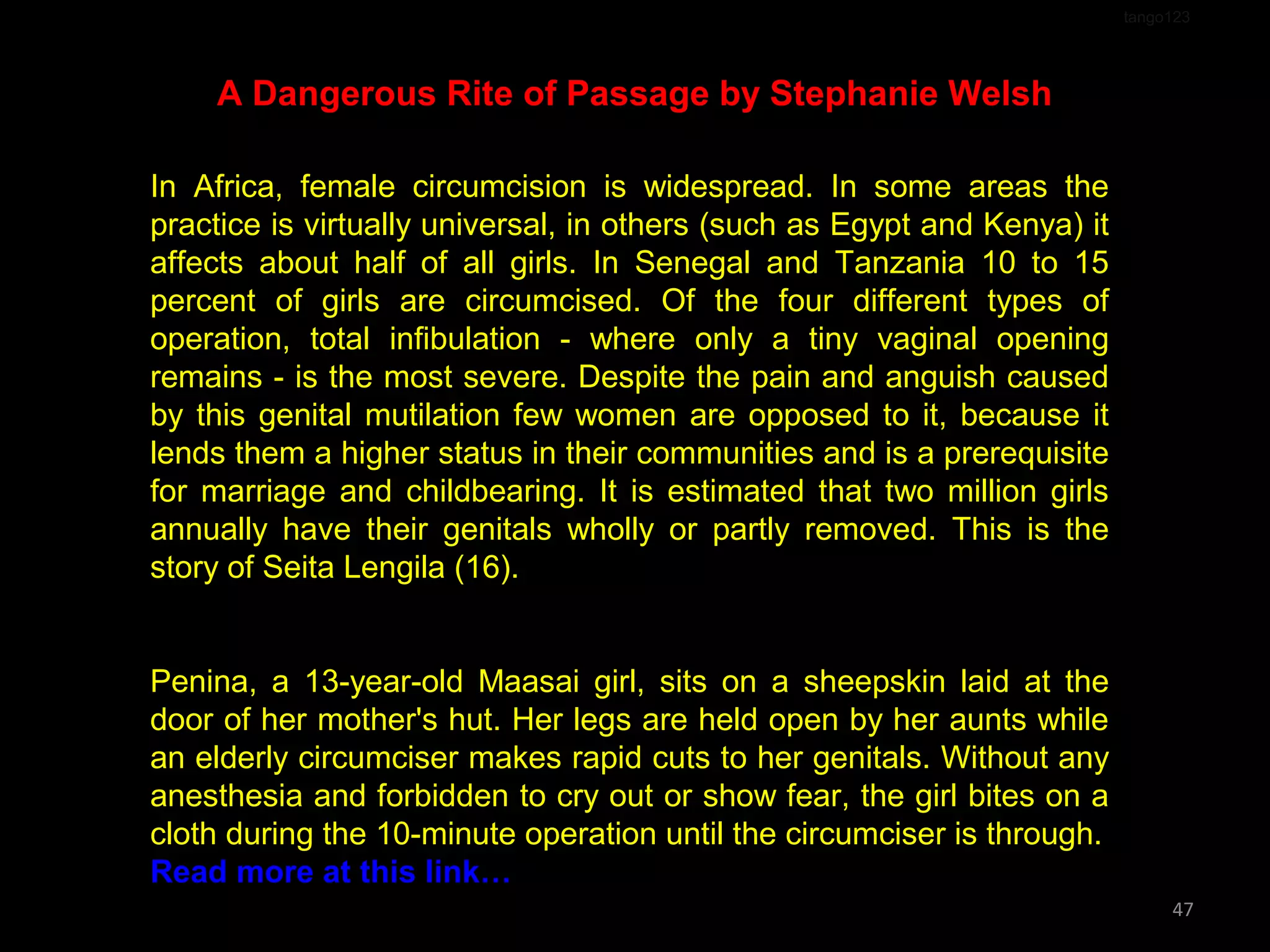 Shocking Female Genital Mutilation Aka Female Circumcision Ppt