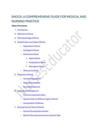 SHOCK: A COMPREHENSIVE GUIDE FOR MEDICAL AND NURSING PRACTICE | PDF