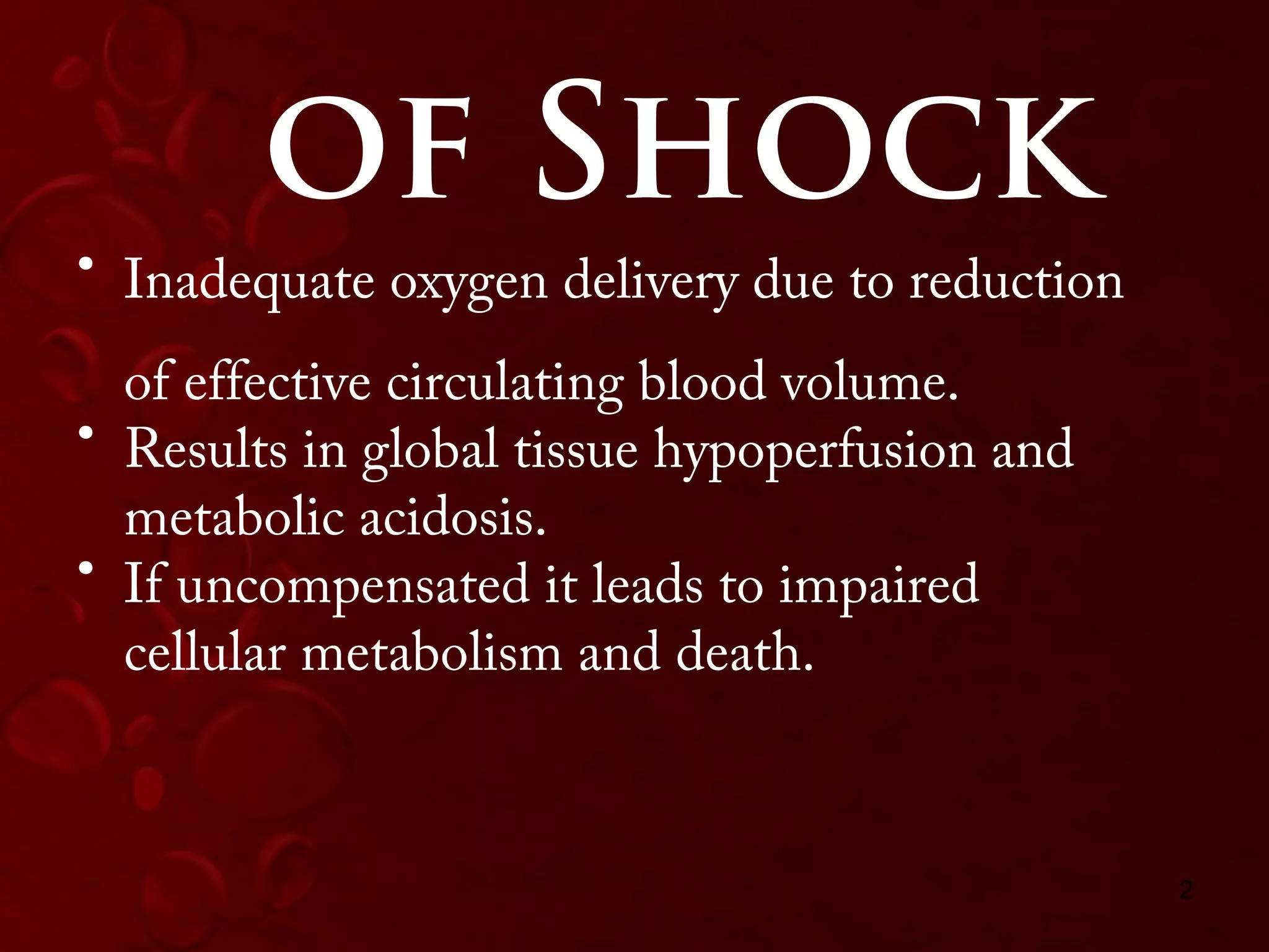 PATHOLOGY AND MANAGEMENT OF SHOCK | PPT