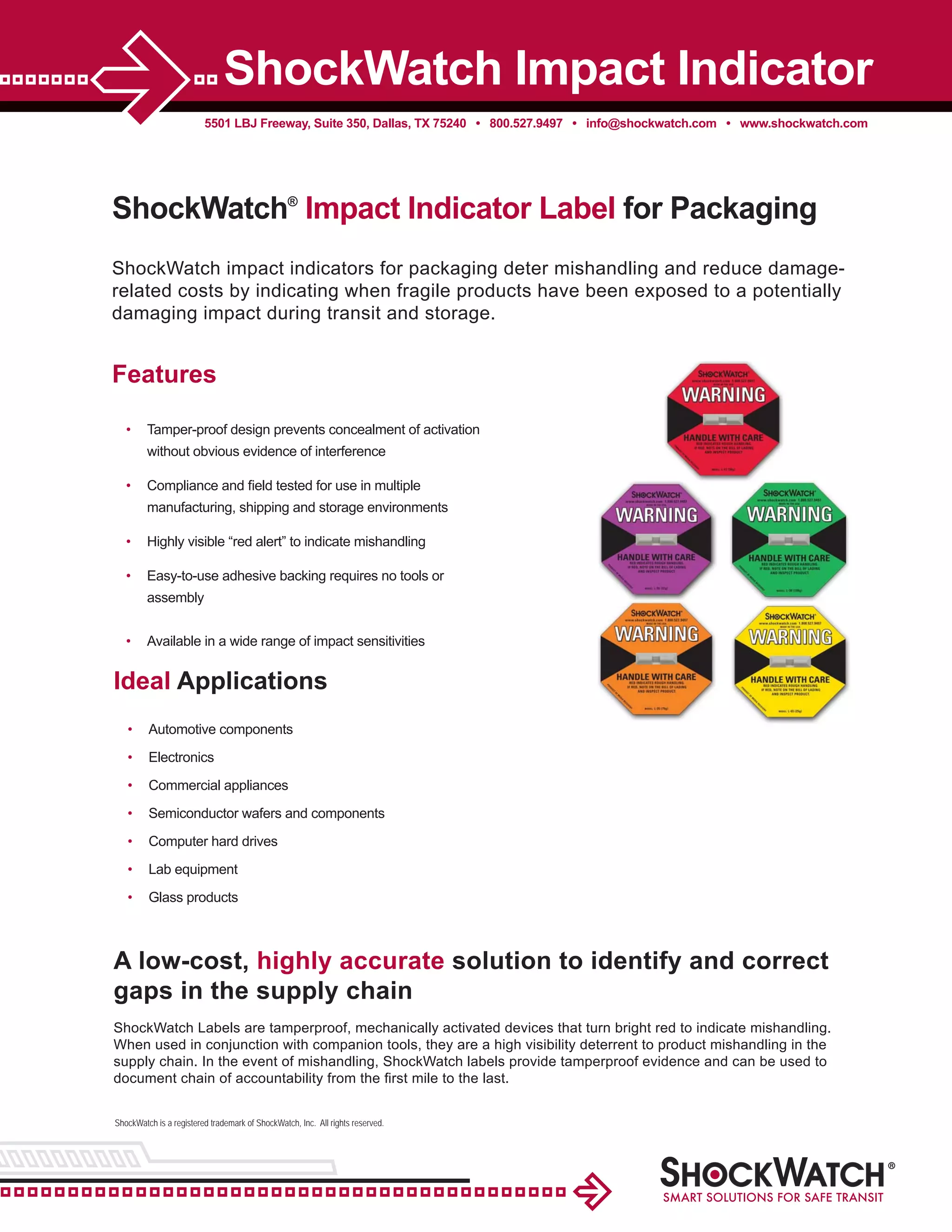 Shockwatch impact-indicator-labels-product-brief | PDF