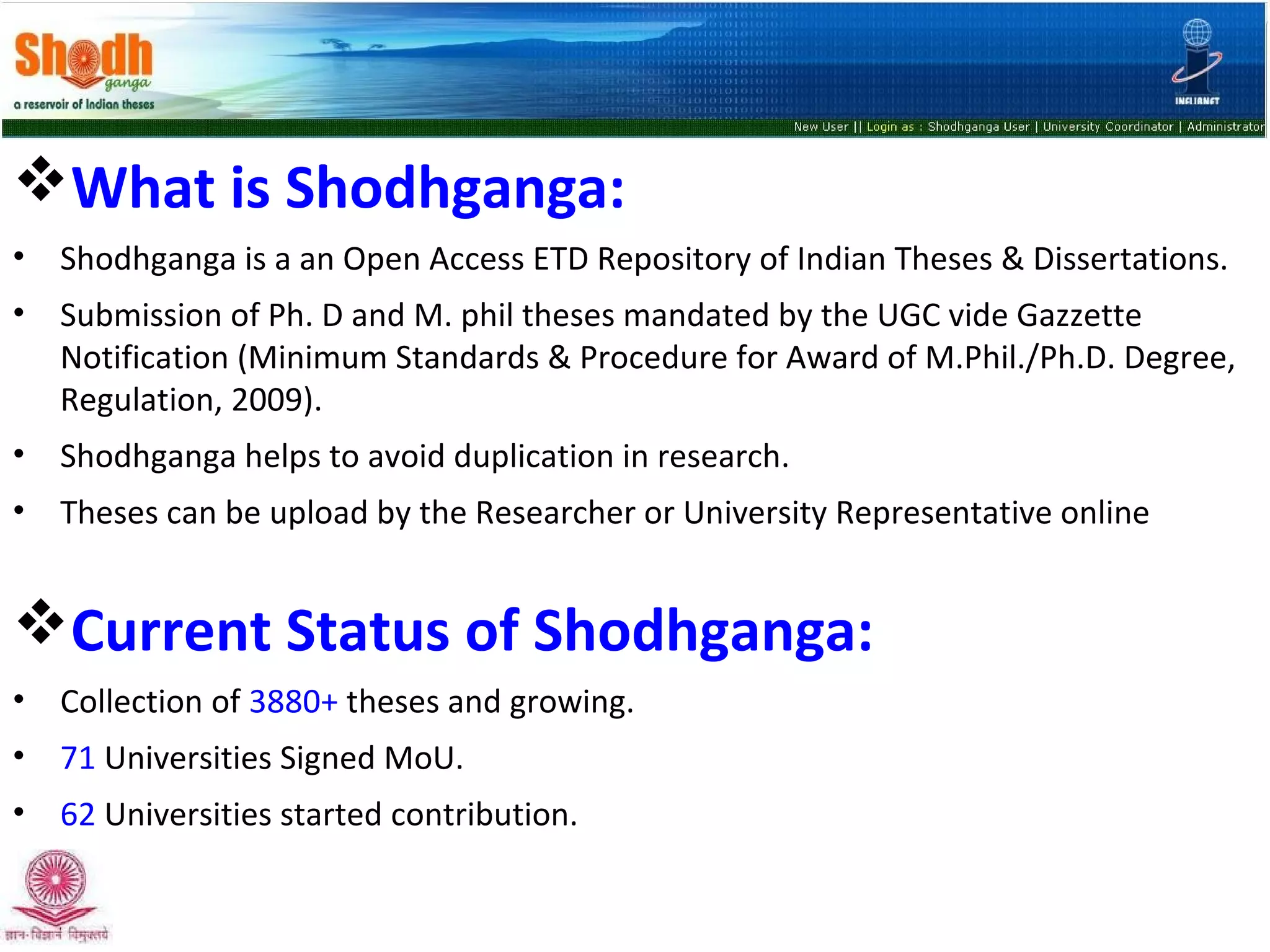 Presentation on Shodhganga - National Repository of Indian ETDs | PPT