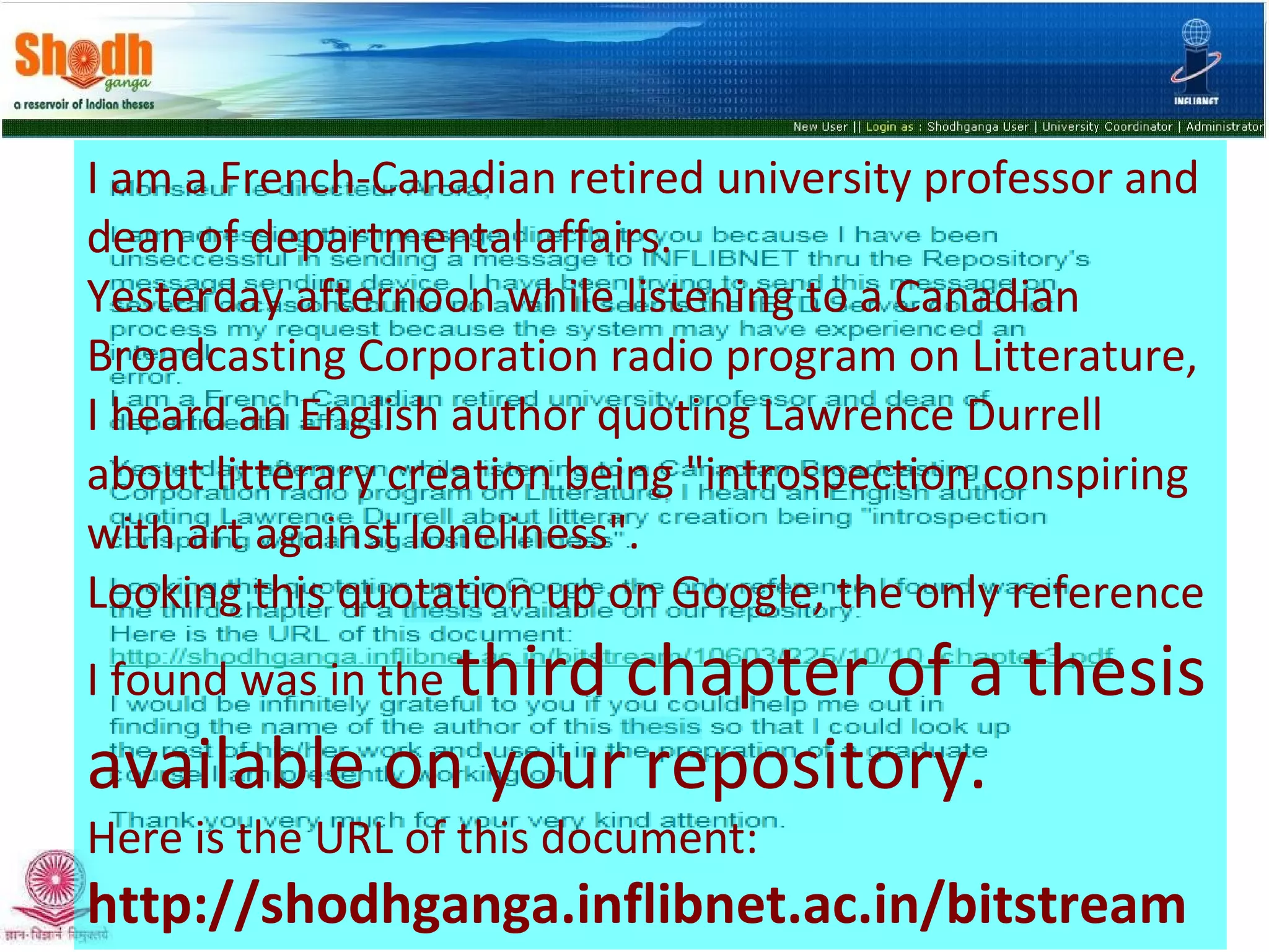 Shodhganga: a National Repository of Indian Electronic Theses and ...