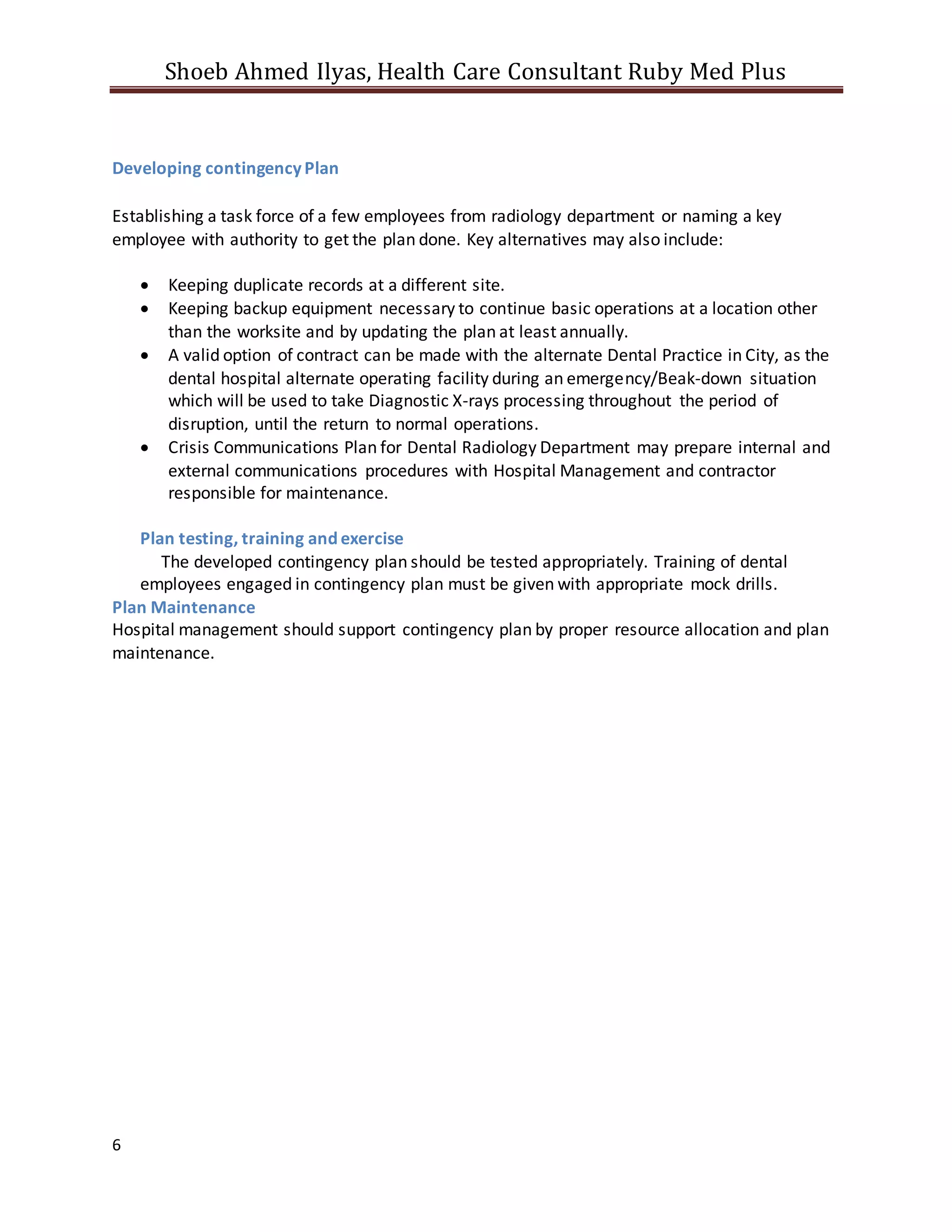 contingency planning in health care delivery | DOCX