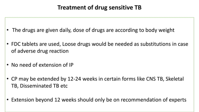New guidelines for Tuberculosis treatment (NTEP) | PPTX | Infectious ...