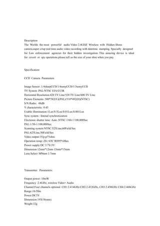 Shoe camera spy camera | DOC