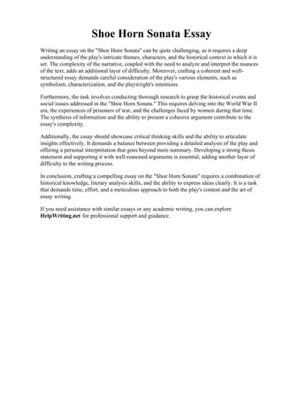 Shoe Horn Sonata Essay | PDF