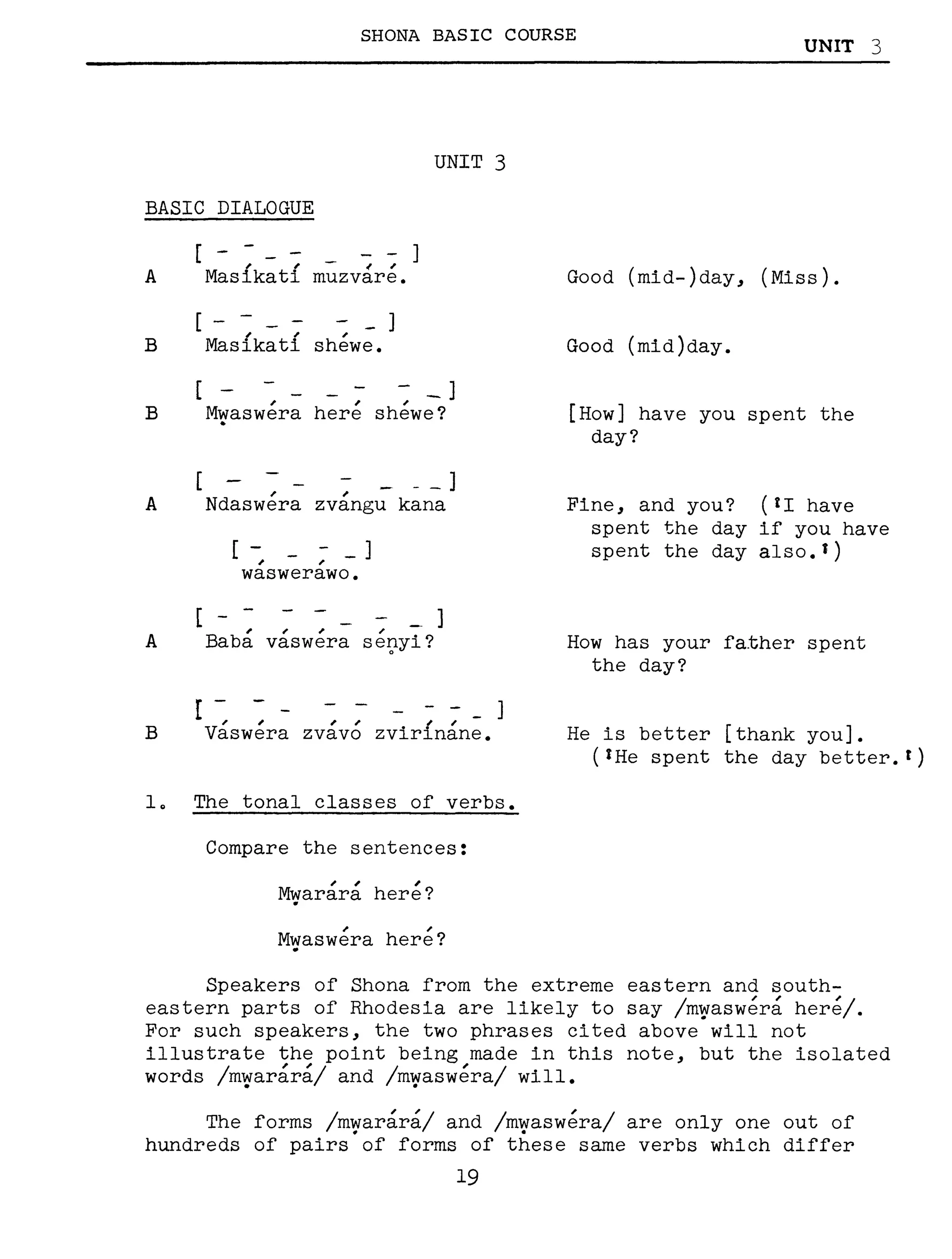 Learn Shona - FSI Basic Course | PDF