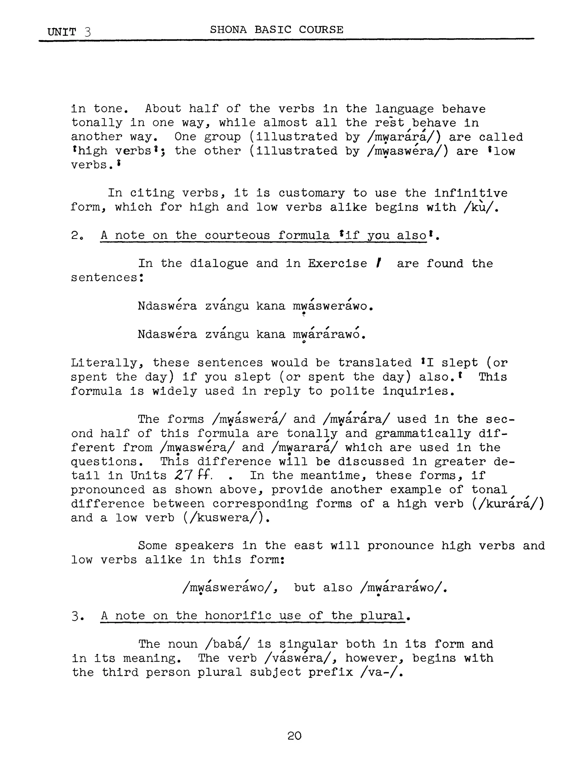 Learn Shona - FSI Basic Course | PDF