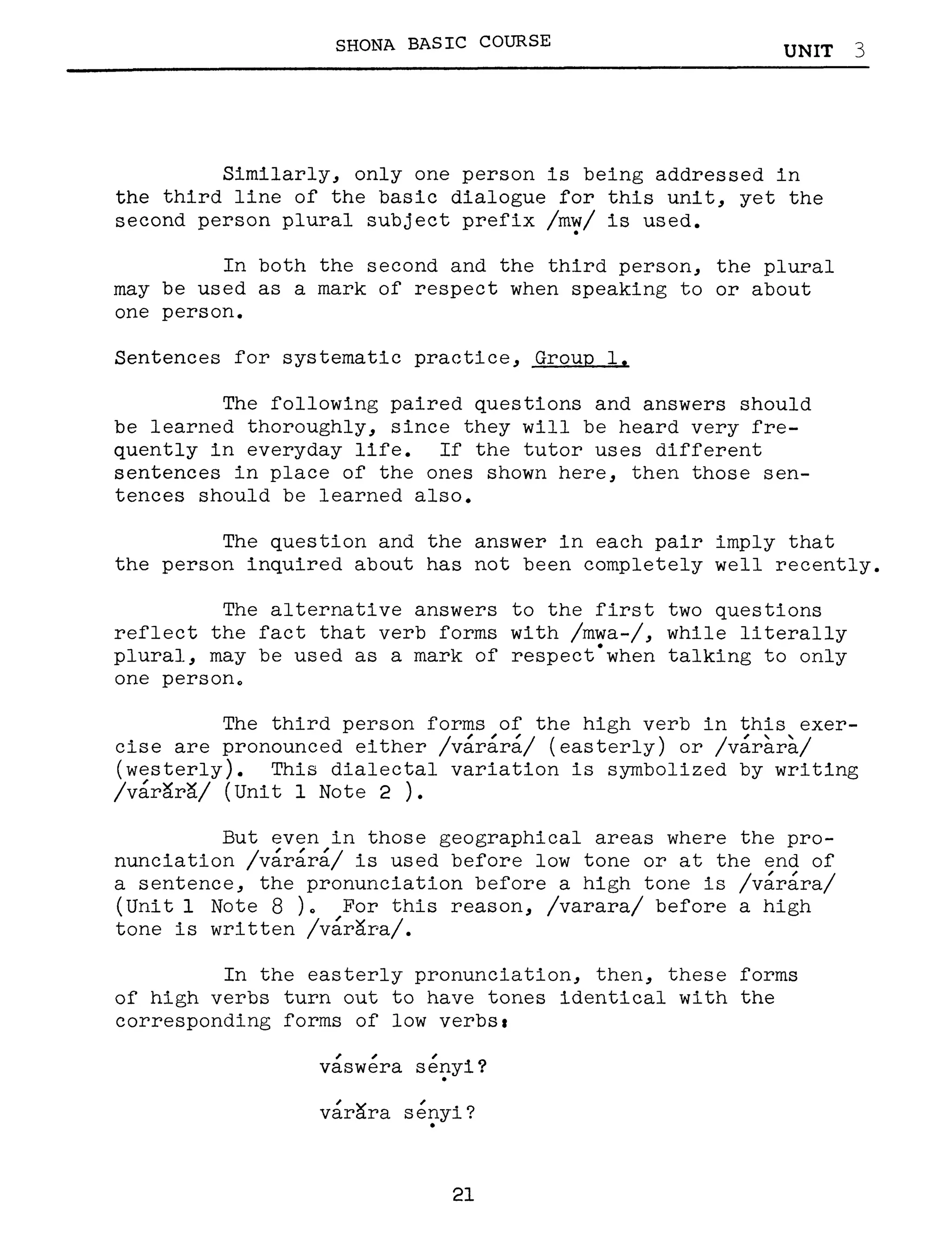 Learn Shona - FSI Basic Course | PDF