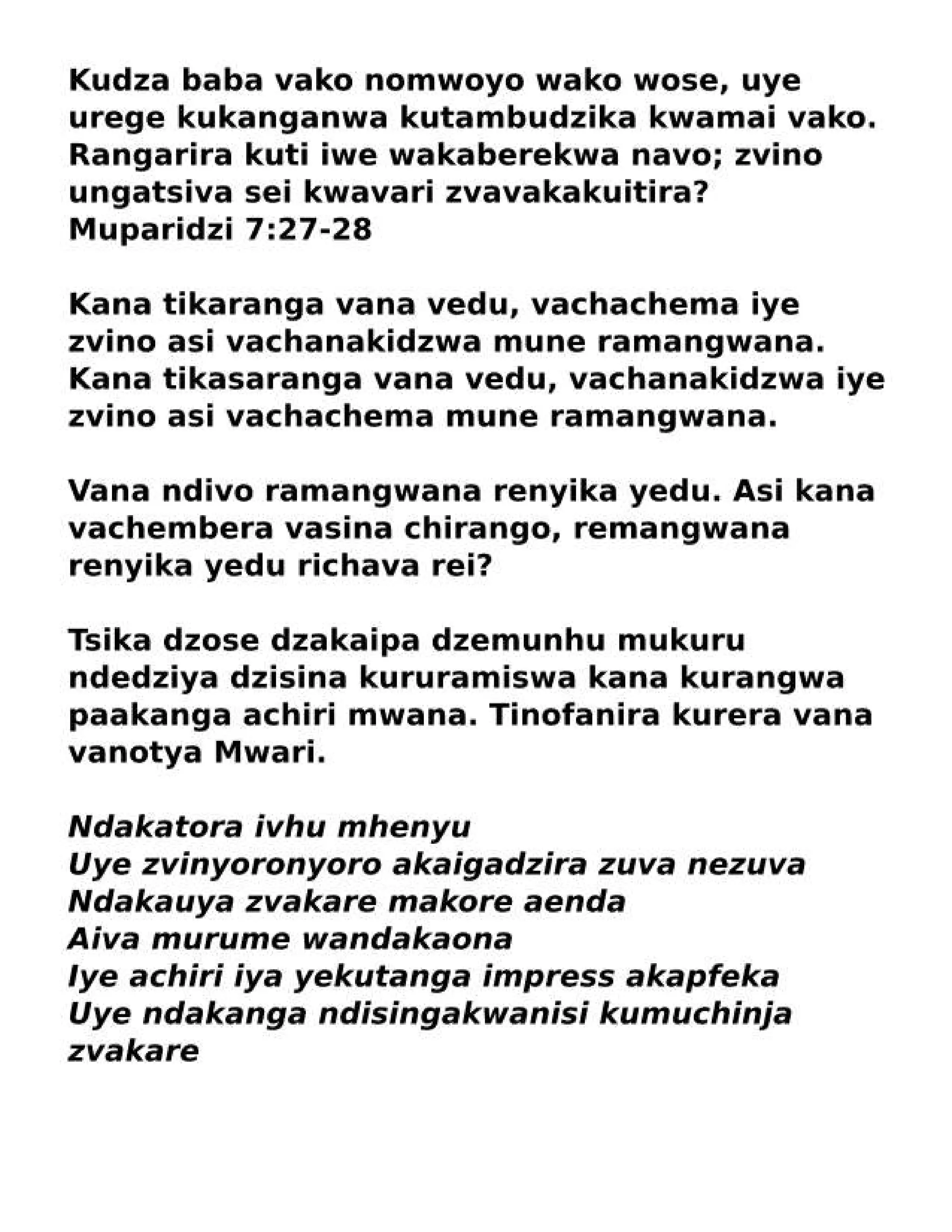 Shona Child Discipline Tract | PDF