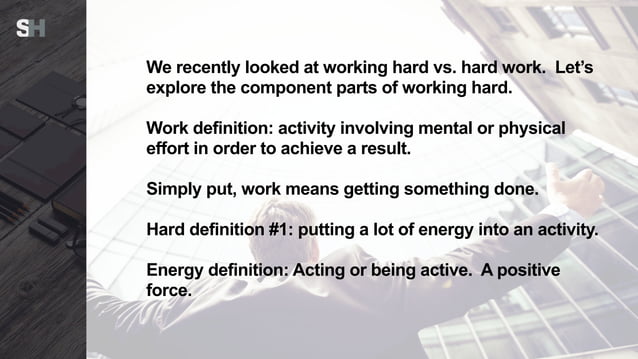 Shon Holyfield: Working Hard - Component Parts | PPT