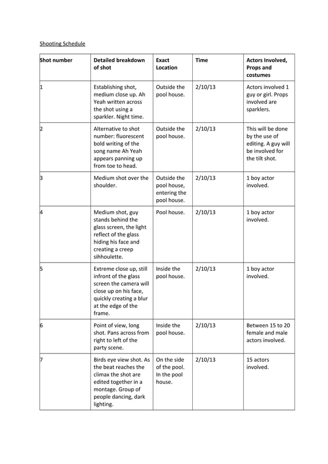 Shooting%20 schedule%201 | DOC | Snooker/Pool/Billiards | Sports