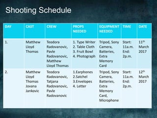 Shooting plan | PPTX
