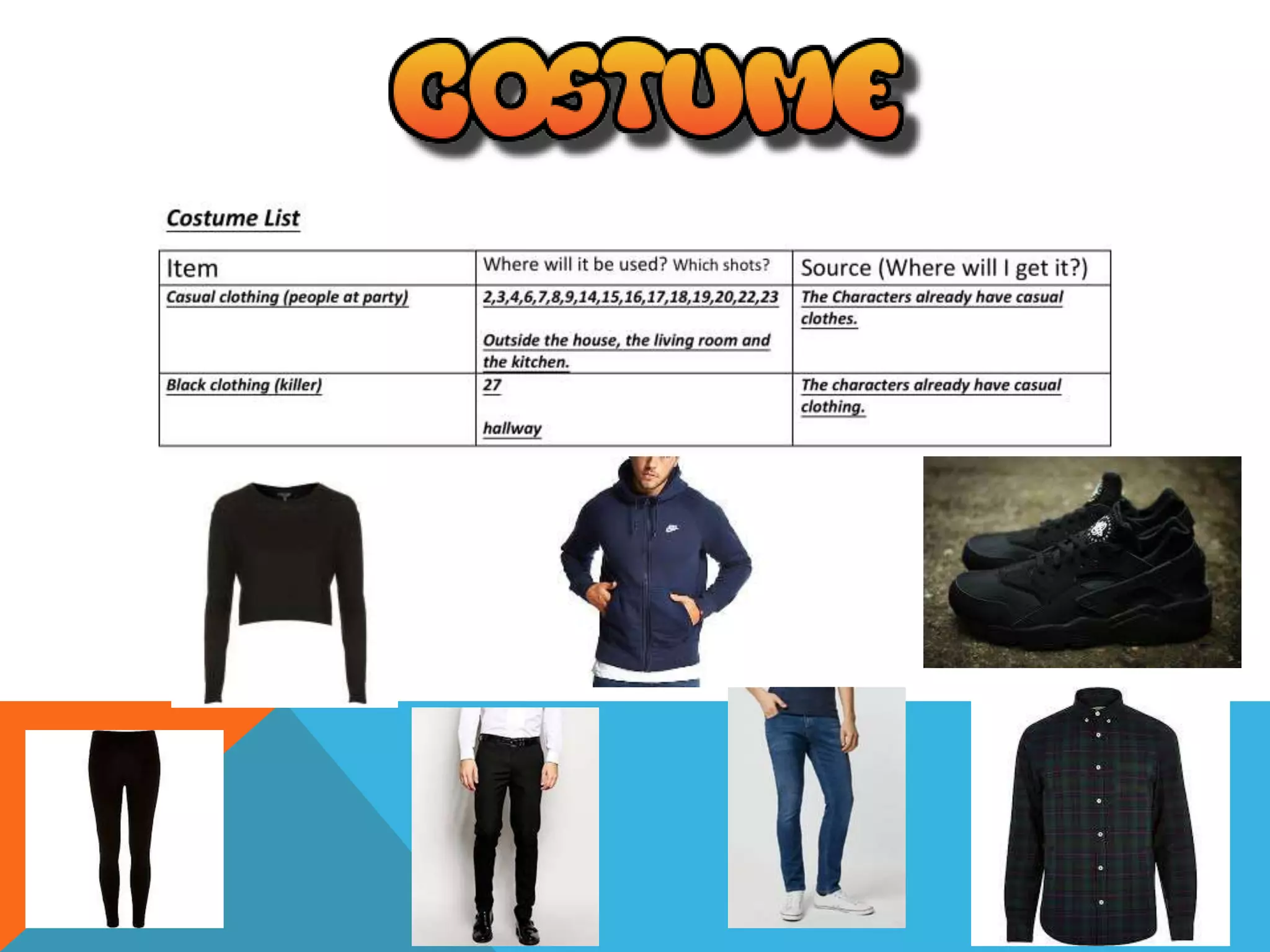 Shooting, props, costume and actors | PPTX