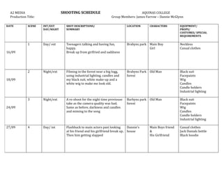 Shooting schedule | DOC