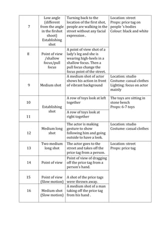 Shooting schedule | DOCX