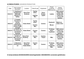 Shooting schedule | PPT