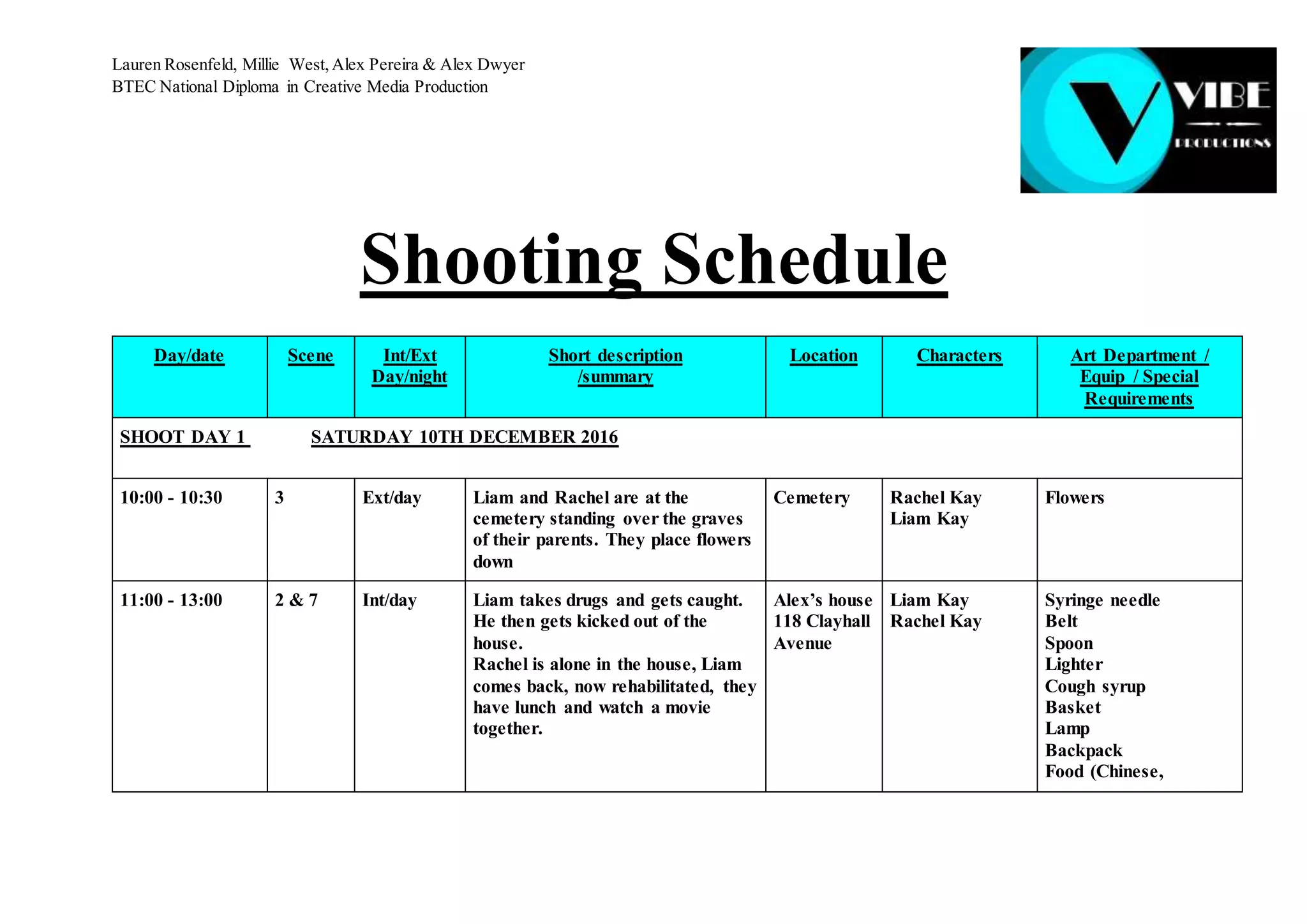 Shooting schedule | PPT