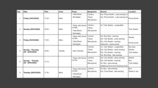 Short film - shooting schedule | PPTX
