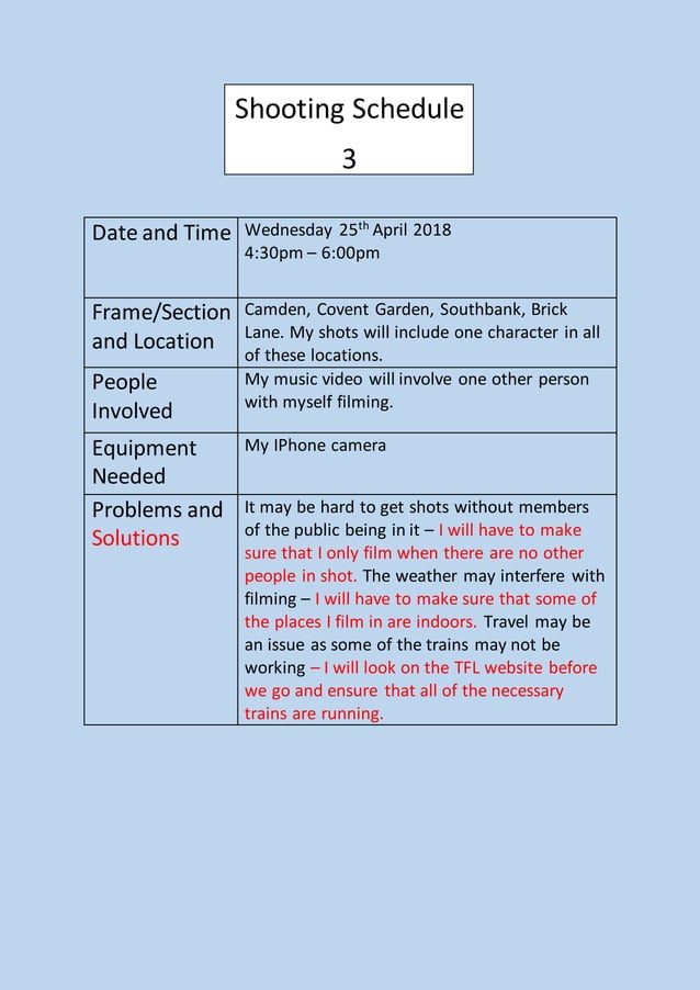 Shooting schedule 3 | DOCX