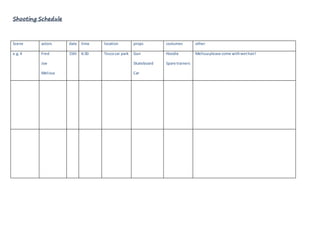 Shooting schedule grid example | DOCX | Arms & Ammunition | Sensitive ...
