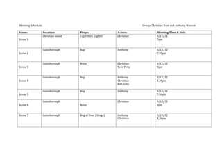 Shooting schedule template | DOC