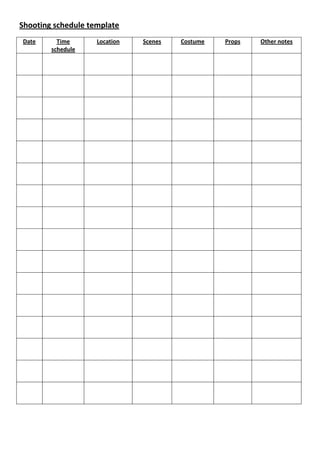 Shooting schedule template | PDF