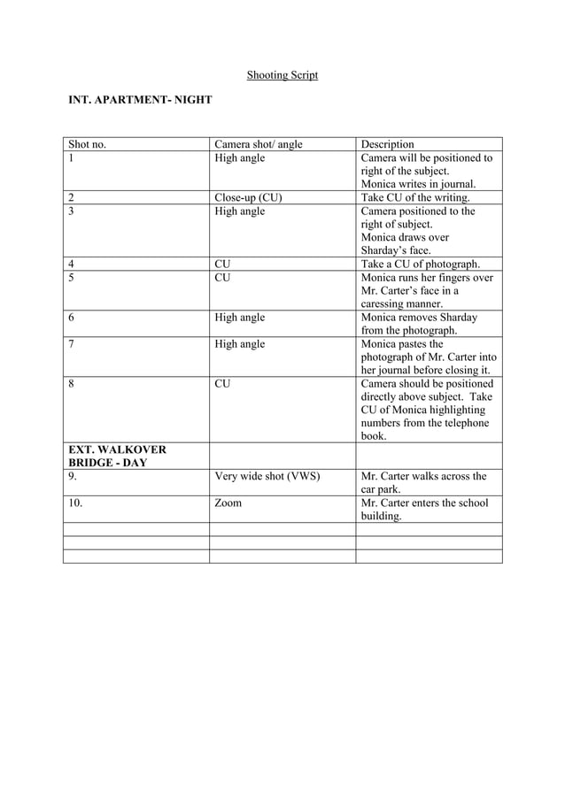 Shooting Script | DOCX