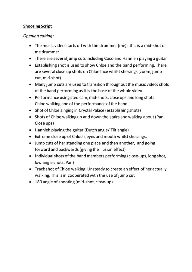 Shooting script | DOCX