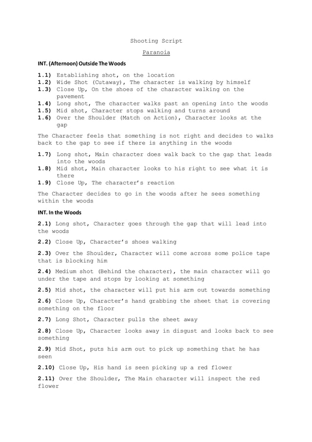 Shooting script | DOCX | Screenwriting | Content Production