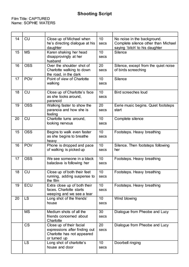 FINAL SHOOTING SCRIPT | PDF
