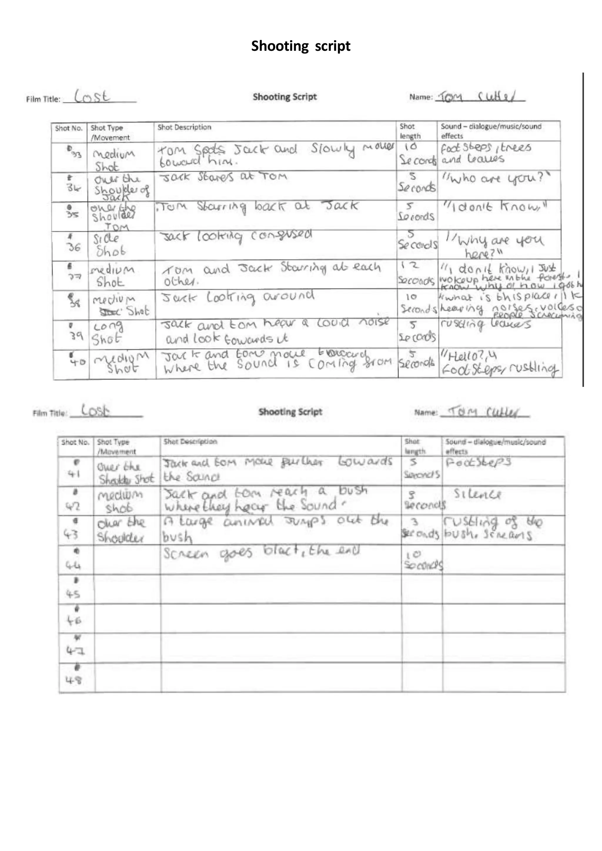 Shooting script | PDF