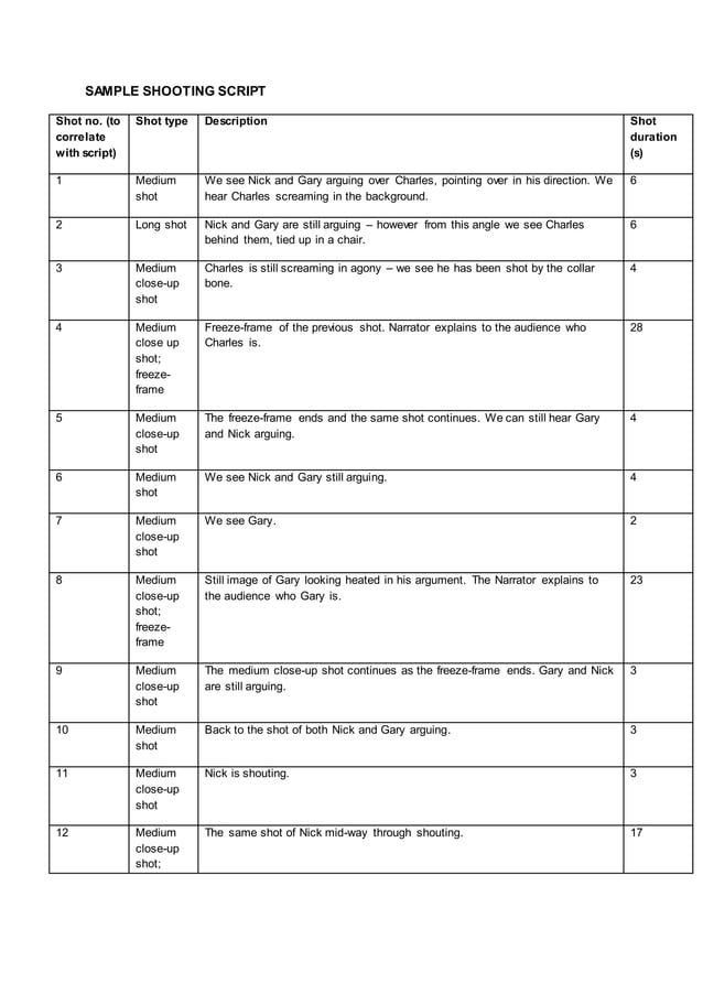 Shooting script | PDF