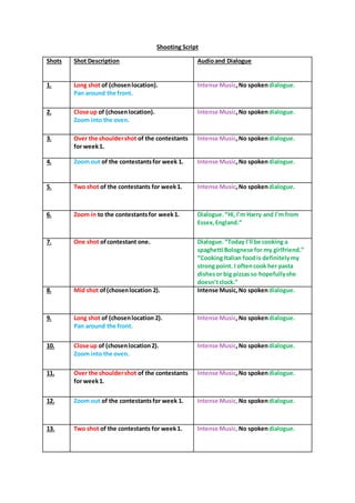 Shooting script | PDF