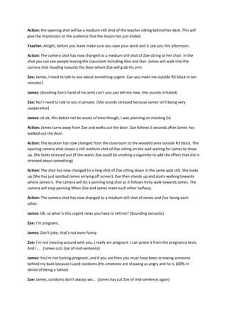 Shooting script for 5 minute story | PDF