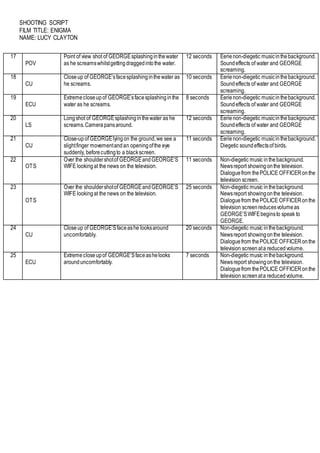 SHOOTING SCRIPT FOR ENIGMA | PDF