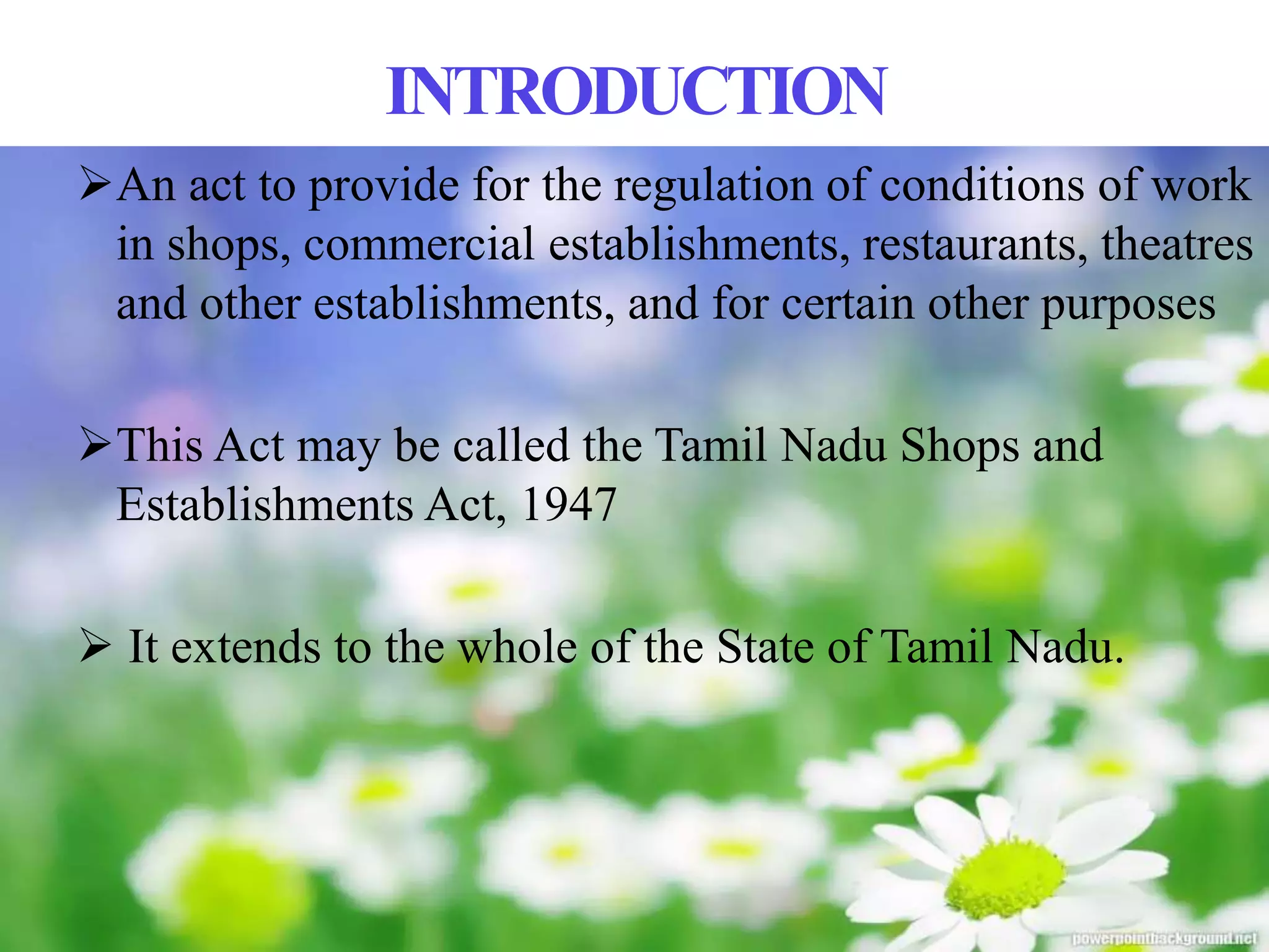 Shop and Establishment act 1947 | PPTX