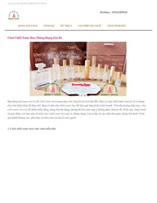 Chai Chiết Nước Hoa Thông Dụng Giá Rẻ Shop Chai Lọ Beauty Coco | PDF