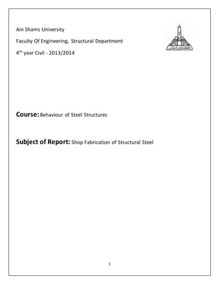 Shop fabrication of structural steel | DOCX