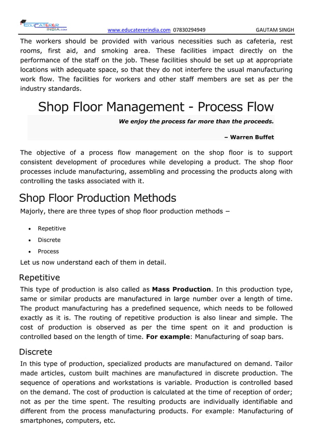 Shop floor management | PDF