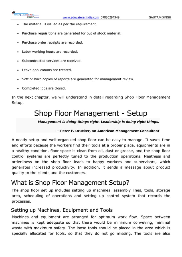 Shop floor management | PDF
