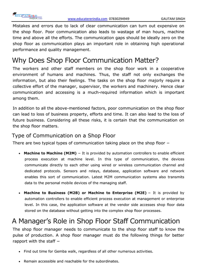 Shop floor management | PDF