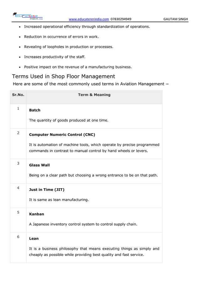 Shop floor management | PDF