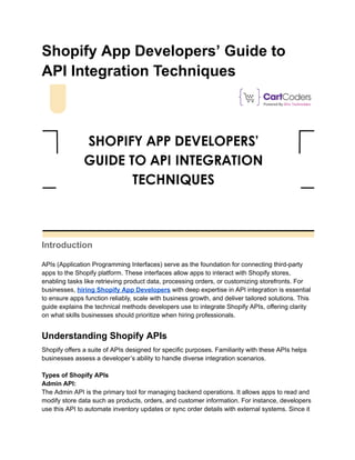 Shopify App Developers’ Guide to API Integration Techniques.pdf