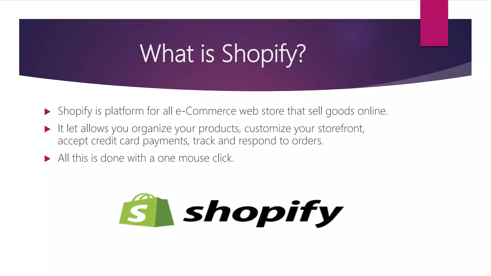 Shopify (An e-Commerce) PPT | PPTX