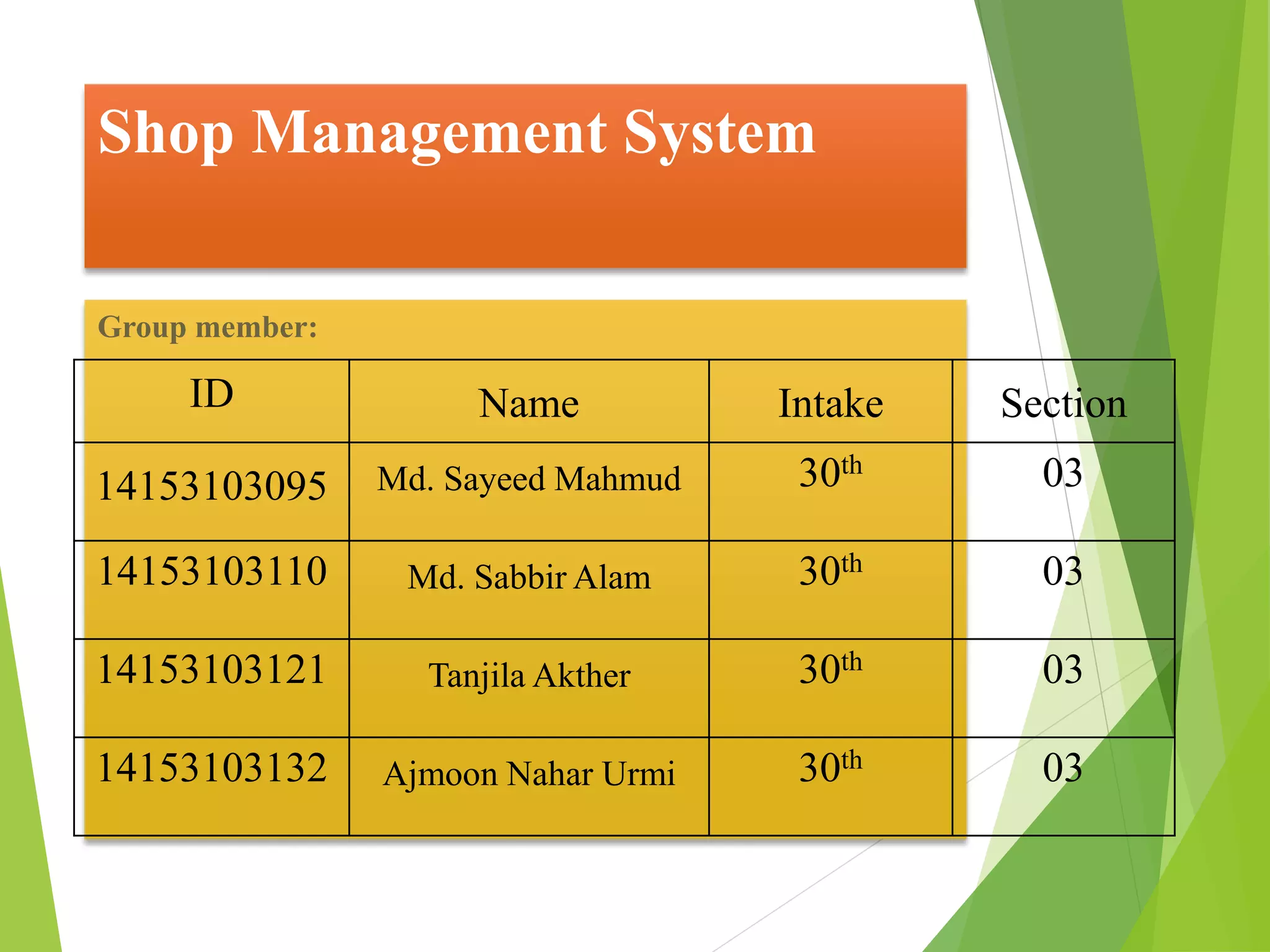 Shop management system | PPTX