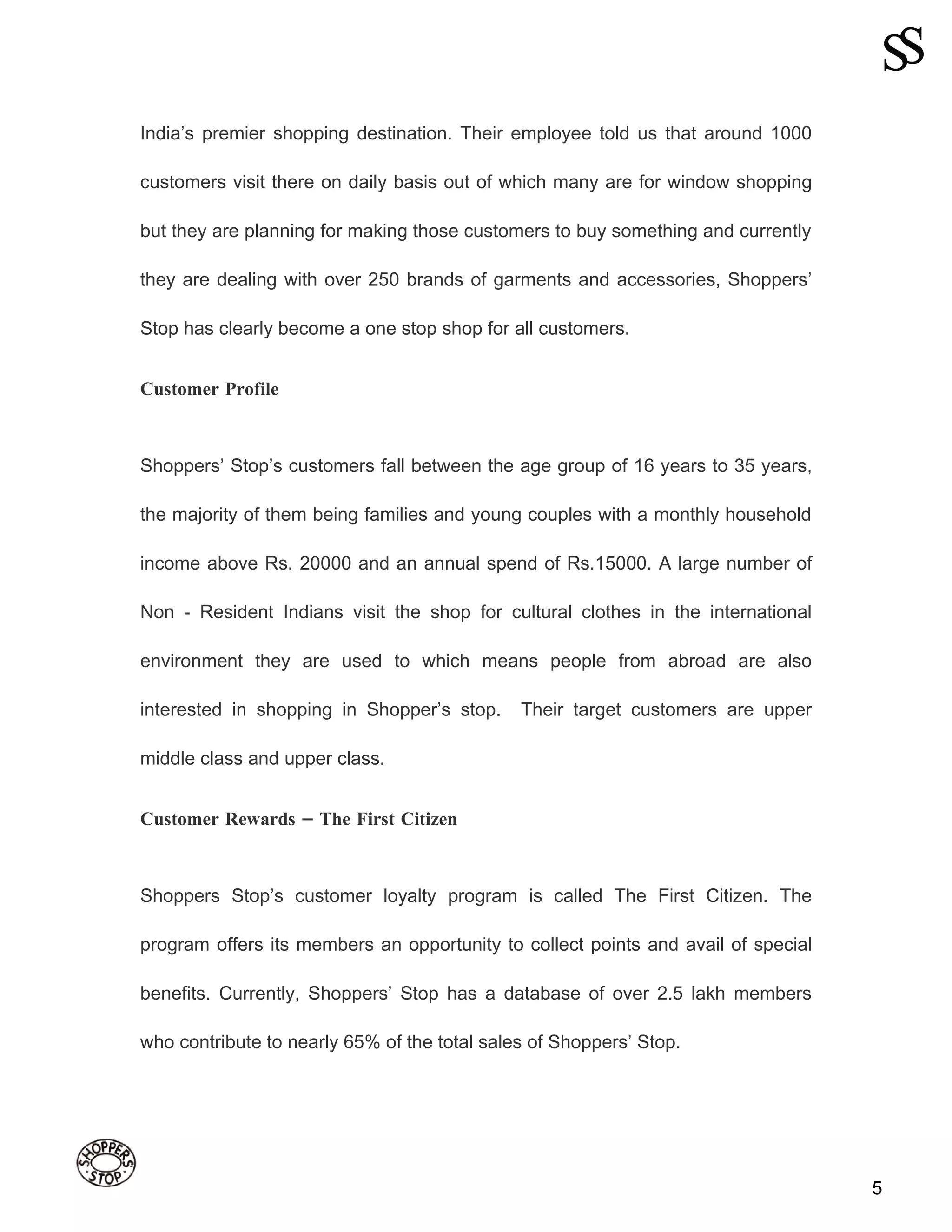 Shoppers stop profile | DOC